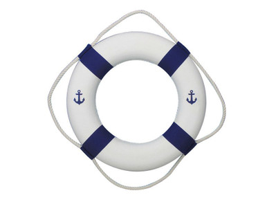 Handcrafted Nautical Anchor Lifering 20" | Beach Decor | White Blue ...
