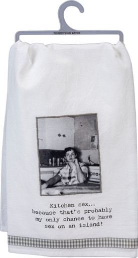 Kitchen Sex Cotton Dish Towel 28x28 Trash Talk By Annie From Primitives By Kathy Cherryland