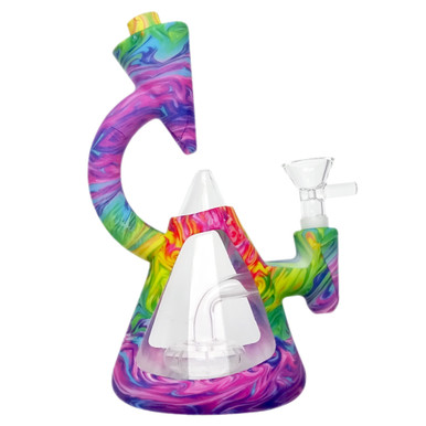 7" Bounce Microscope Glass Silicone Hybrid Bong Dab Rig - Tye Dye Swirl ...