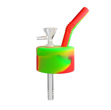 Soda Can Bong: Pop Top - Rasta - Silicone Bong