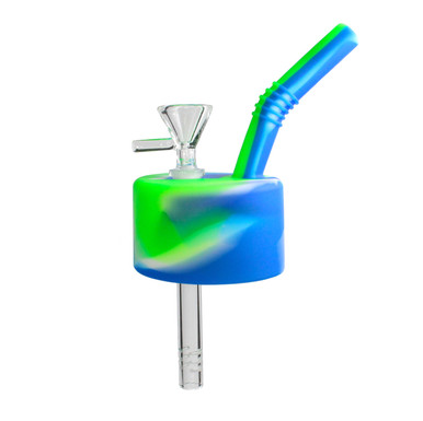 Soda Can Bong: Pop Top - Blue and Green - Silicone Bong
