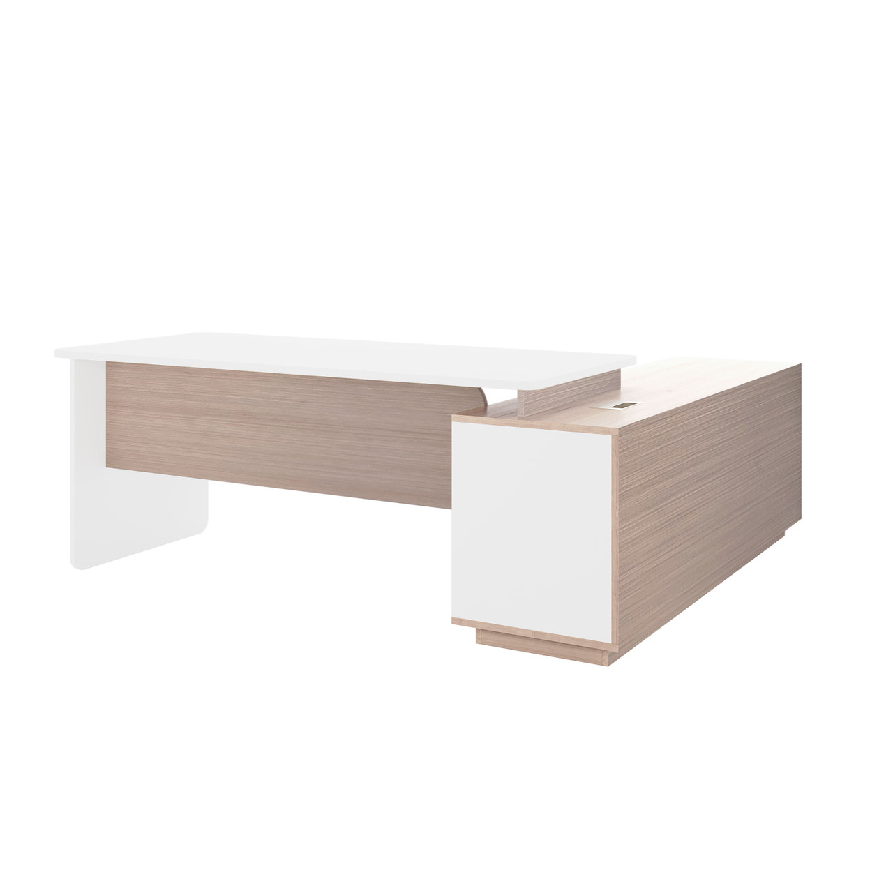 Alexios 200cm Executive Office Desk with Drawers Shelves White Walnut