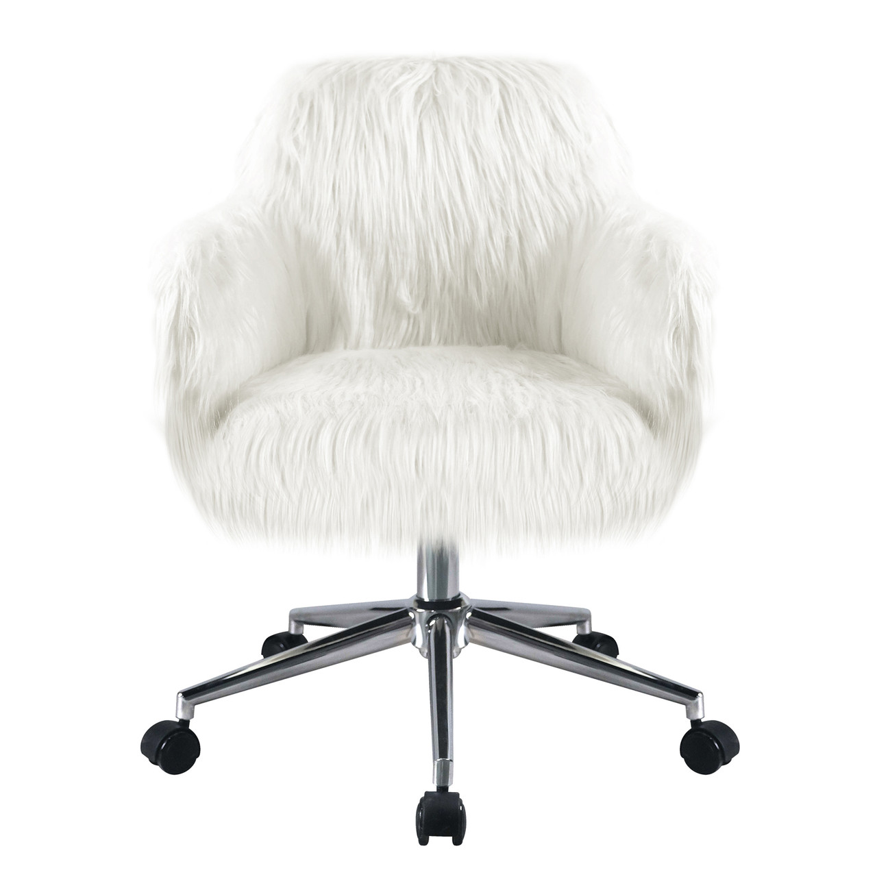 Agneza Adjustable Faux Fur Swivel Office Chair Stylish Comfort with Castor Legs Luxo Living Australia
