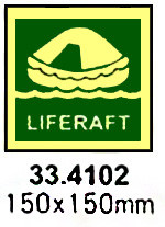 IMPA 334102 Photoluminescent IMO symbol - Liferaft