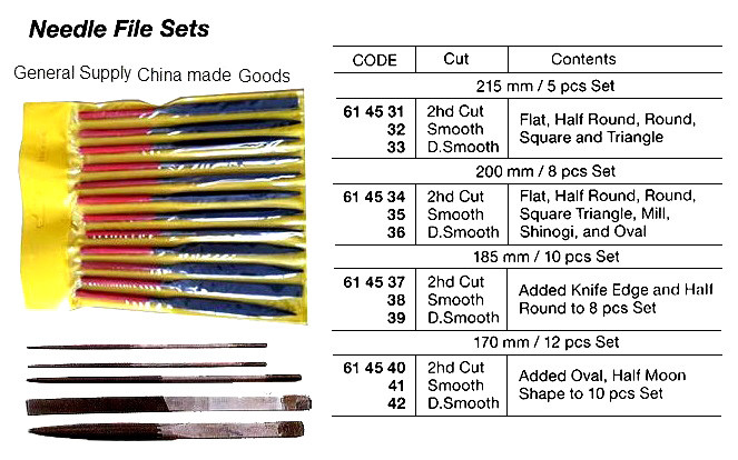 IMPA 614533 ENGINEERS NEEDLE FILE SET 150mm set of 6-pcs HEYCO