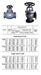IMPA 750422 ANGLE VALVE F7320 10K 10K-65 JIS CAST STEEL 65 MM 130 MM ...