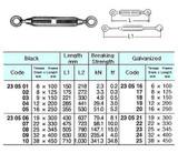 IMPA 230506 TURNBUCKLE OPEN TYPE GALV. M20x300mm EYE+EYE