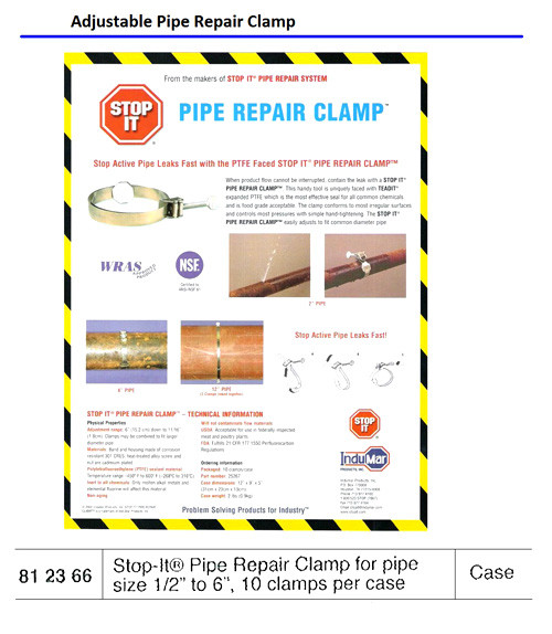 IMPA 812366 PIPE REPAIR CLAMP 1/2" - 6" STOP IT