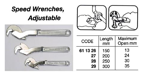 IMPA 611328 WRENCH SPEED ADJUSTABLE 300mm capacity 8-42mm