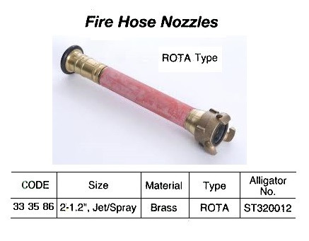 IMPA 333586 FIRE NOZZLE ROTA BRASS 21/2" JET/SPRAY