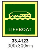 IMPA 334123 Photoluminescent IMO symbol - Lifeboat ( 300x300 mm )