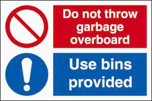 IMPA 333115 Self adhesive comb.signage - Don't throw garbage overboard