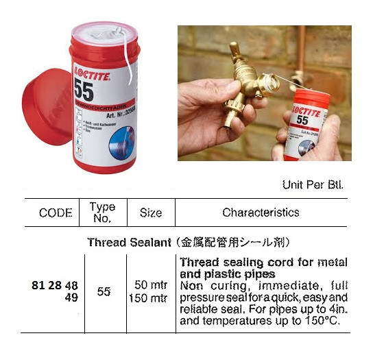 IMPA 812848 THREAD SEALANT LOCTITE 55 150 MTR SEALANT CORD