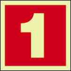 IMPA 336251 Self adhesive Fire equipment sign (red) - Number 1 (15x15)