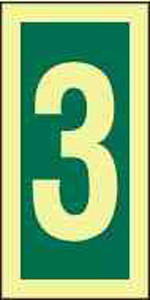 IMPA 334203 Self adhesive photoluminescent sign - Number 3