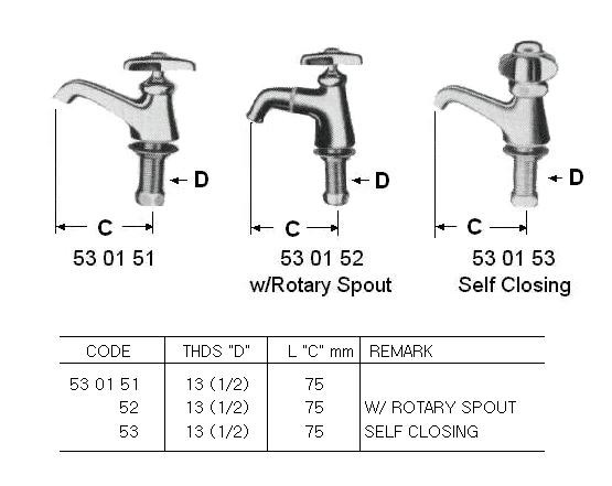 IMPA 530151 LAVATORY FAUCET CHROMED WATERLINE 1/2" HOT