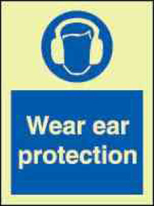 IMPA 335722 Mandatory sign - Wear Ear protection 20x15 cm