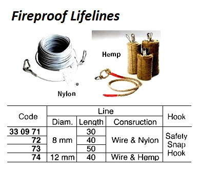 IMPA 330973 FIRE PROOF LIFELINE & HOOK 50 MTR (166 FT)