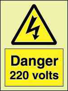 IMPA 337617 hazard sign - Danger high voltage 220V