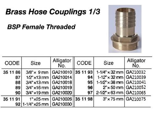 IMPA 351191 HOSE COUPLING 1/3 1" X 25 MM BSP MALE BRASS