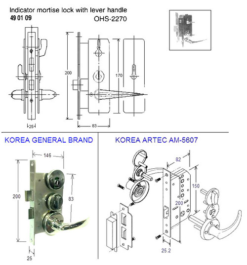IMPA 490109 INDICATOR MORTISE LOCK WITH LEVER HANDLE OHS-2270