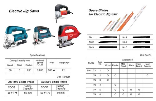 IMPA 591172 Jig saw electric - 700 watt Hitachi CJ90VST (220 volt)