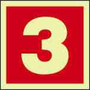 IMPA 336253 Self adhesive Fire equipment sign (red) - Number 3 (15x15)