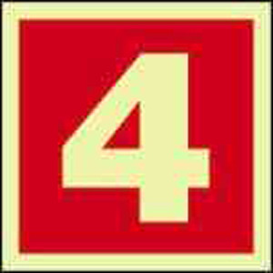 IMPA 336254 Self adhesive Fire equipment sign (red) - Number 4 (15x15)