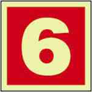 IMPA 336256 Self adhesive Fire equipment sign (red) - Number 6 (15x15)