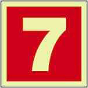 IMPA 336257 Self adhesive Fire equipment sign (red) - Number 7 (15x15)