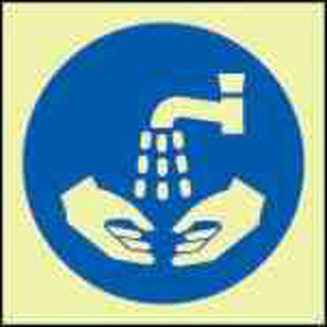 IMPA 335654 Self adhesive Mandatory sign - Hand Wash (picto)