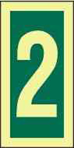 IMPA 334242 Self adhesive photoluminescent sign - Number 2 (30x15)