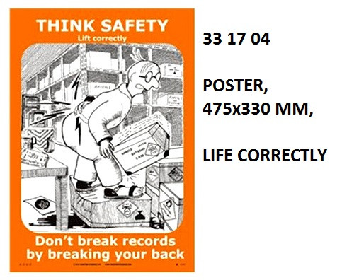 IMPA 331704 Self adhesive poster - Think safety - Lift correctly