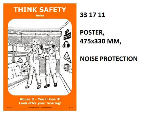 IMPA 331711 Self adhesive poster - Think Safety - Noise Protection