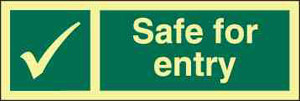 IMPA 334175 Self adhesive safety sign - Safe for Entry