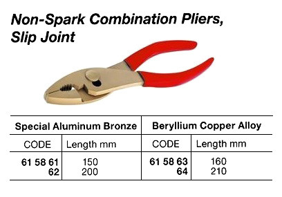 IMPA 615863 SLIP JOINT PLIER 200mm BERYLLIUM-COPPER NON-SPARK