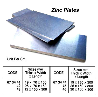 IMPA 673446 Zinc casted plates, 300x150x30