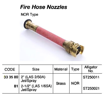IMPA 333580 FIRE NOZZLE NOR BRASS 2" LAS 2 / 50A JET/SPRAY