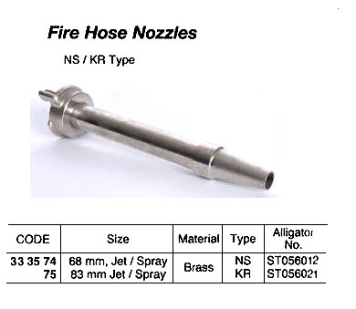 IMPA 333574 FIRE NOZZLE NS BRASS 68 MM JET/SPRAY