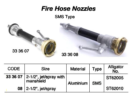 IMPA 333607 FIRE NOZZLE SMS LM 21/2" JET/SPRAY WITH MANSHIELD