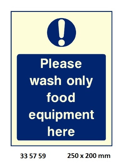 IMPA 335759 Galley sign - Wash only food equipment