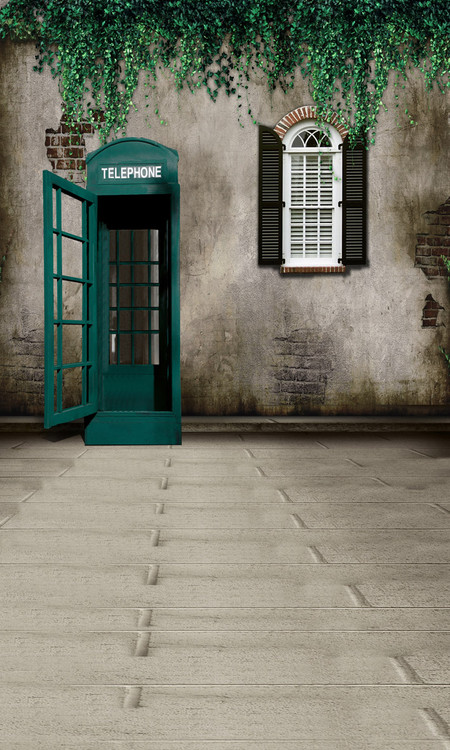 Green Telephone Booth Backdrop | Photo Pie