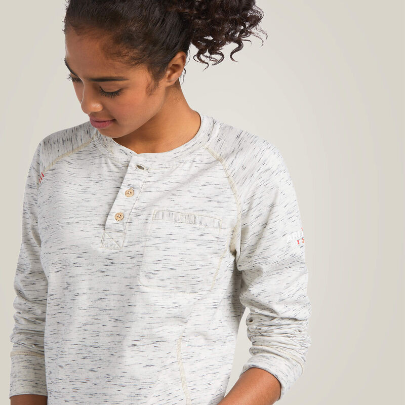 Women's FR Air Henley- Space Dye - Dry Canyon FR