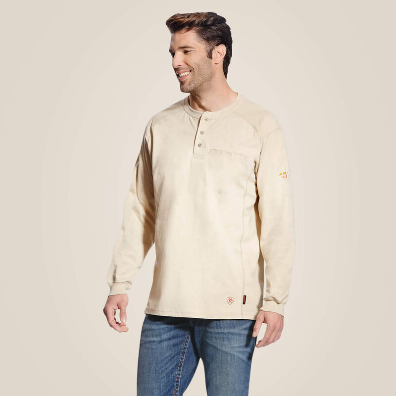Ariat FR Air Henley Sand Heather. (Allow 3-5 Weeks for Delivery) - Dry ...
