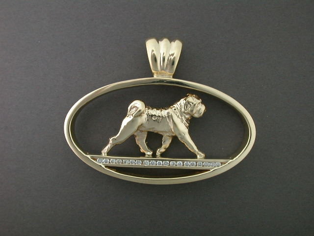 Chinese Shar-Pei Frame Oval Diamond Pendant - Originals by Omar