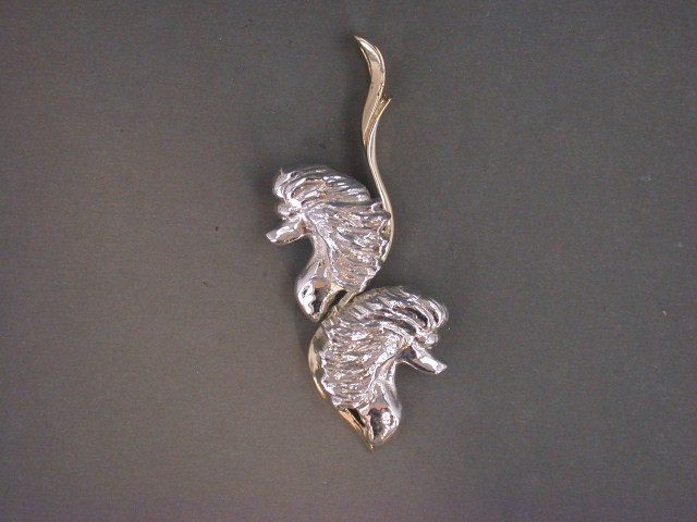 Frame Snake Dbl W Dbl Poodle Heads Pendant - Originals by Omar