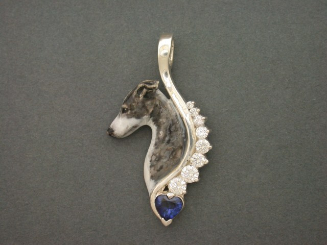 Frame Snake W Whippet Heart Stone Pendant - Originals by Omar