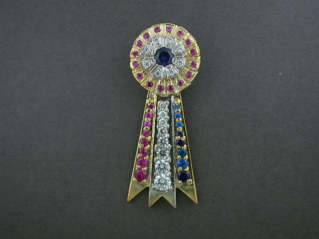 Rosette Bis Ribbon With Stone On Strands Pendant - Originals by Omar