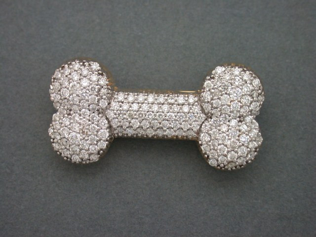 Dog Bone Broach Set With Diamond Pave Custom Pendant - Originals by Omar