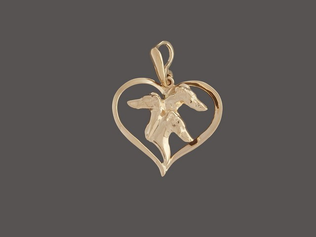 Frame Heart Thin With Whippets Pendant - Originals by Omar
